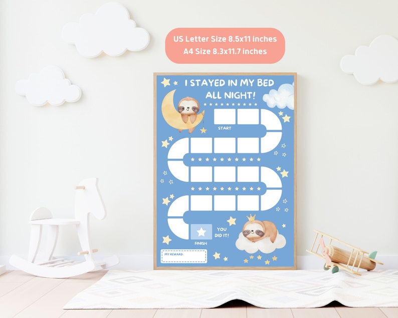 Printable Kids Sleep Reward Chart, Sloth Sleeping Chart, Sleep Tracker ...