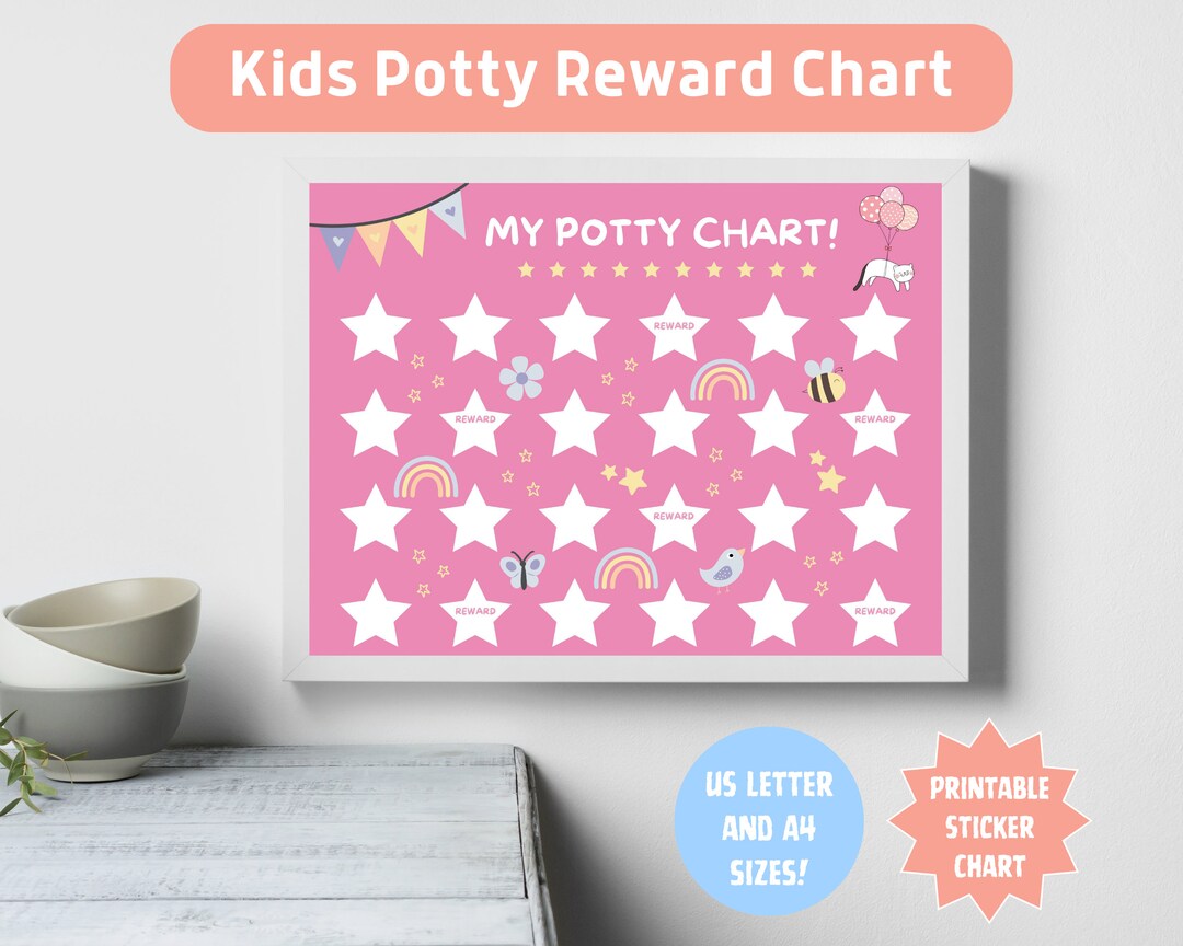 Printable Kids Potty Reward Chart, Toilet Training, Potty Time Chart ...