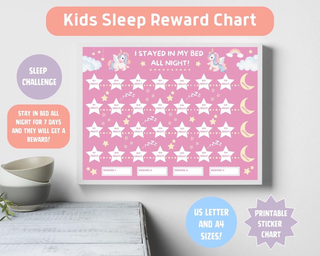 Printable Kids Sleep Reward Chart, Stay in Bed Sticker Chart, Preschool ...