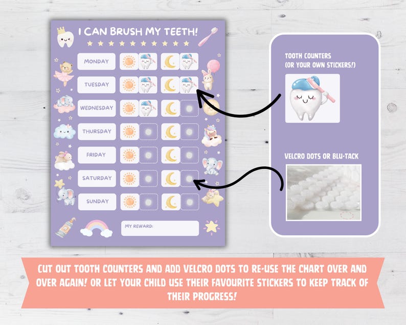 Printable Tooth Brushing Reward Chart, I Brushed My Teeth Chart, Brush ...