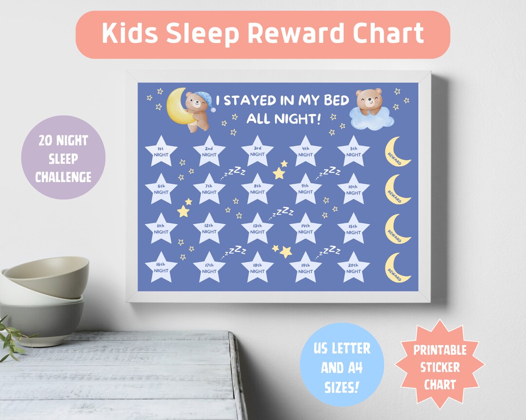 Printable Kids Sleep Reward Chart Stay in Bed Sticker Chart - Etsy