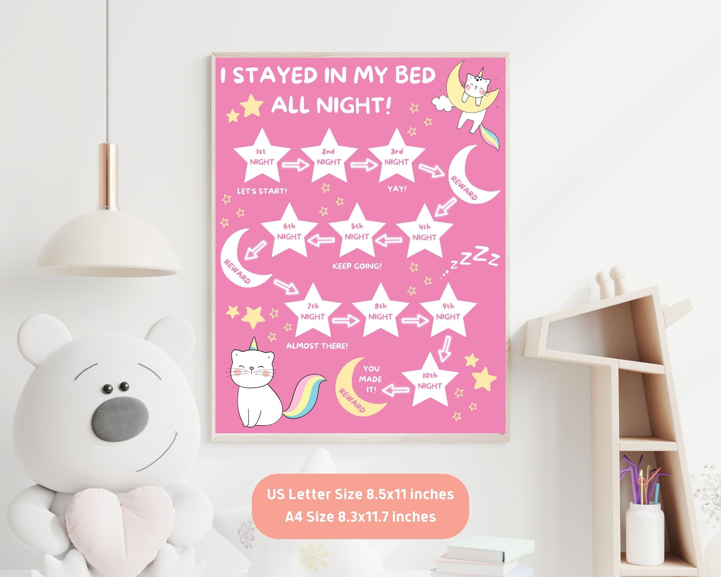 Printable Kids Sleep Chart Unicorn Cat Star Moon Sleeping - Etsy Australia