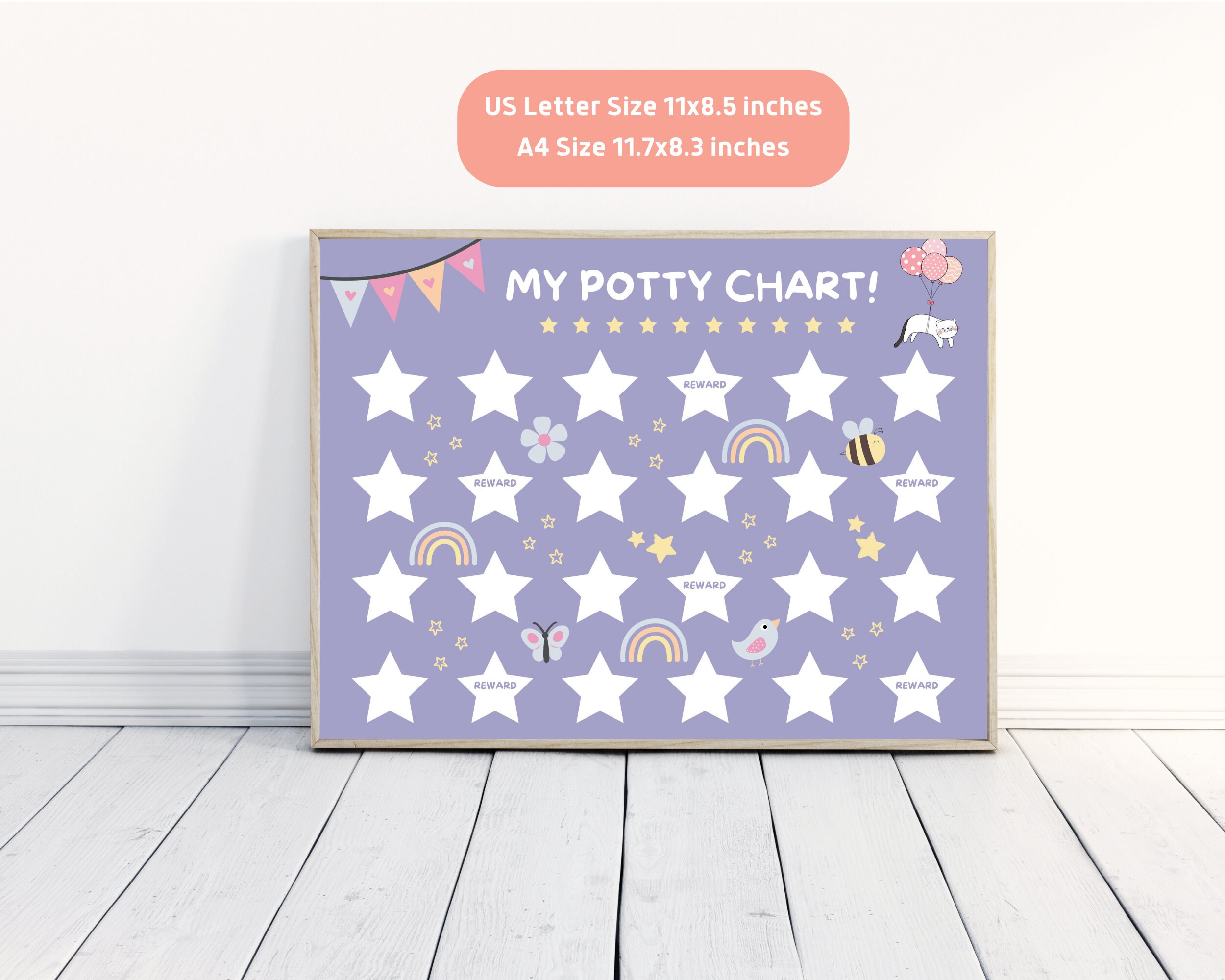 Printable Kids Potty Reward Chart, Toilet Training Chart, Potty ...