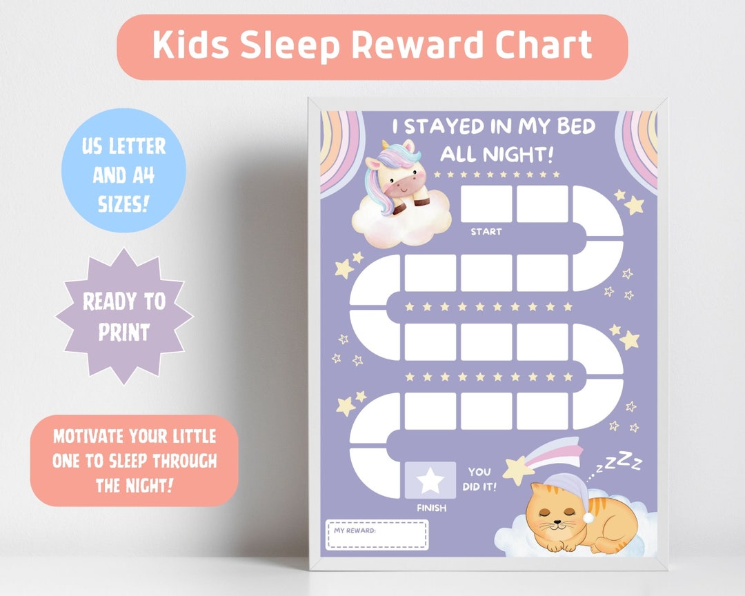 Printable Kids Sleep Reward Chart, Sleeping Chart, Sleep Tracker ...