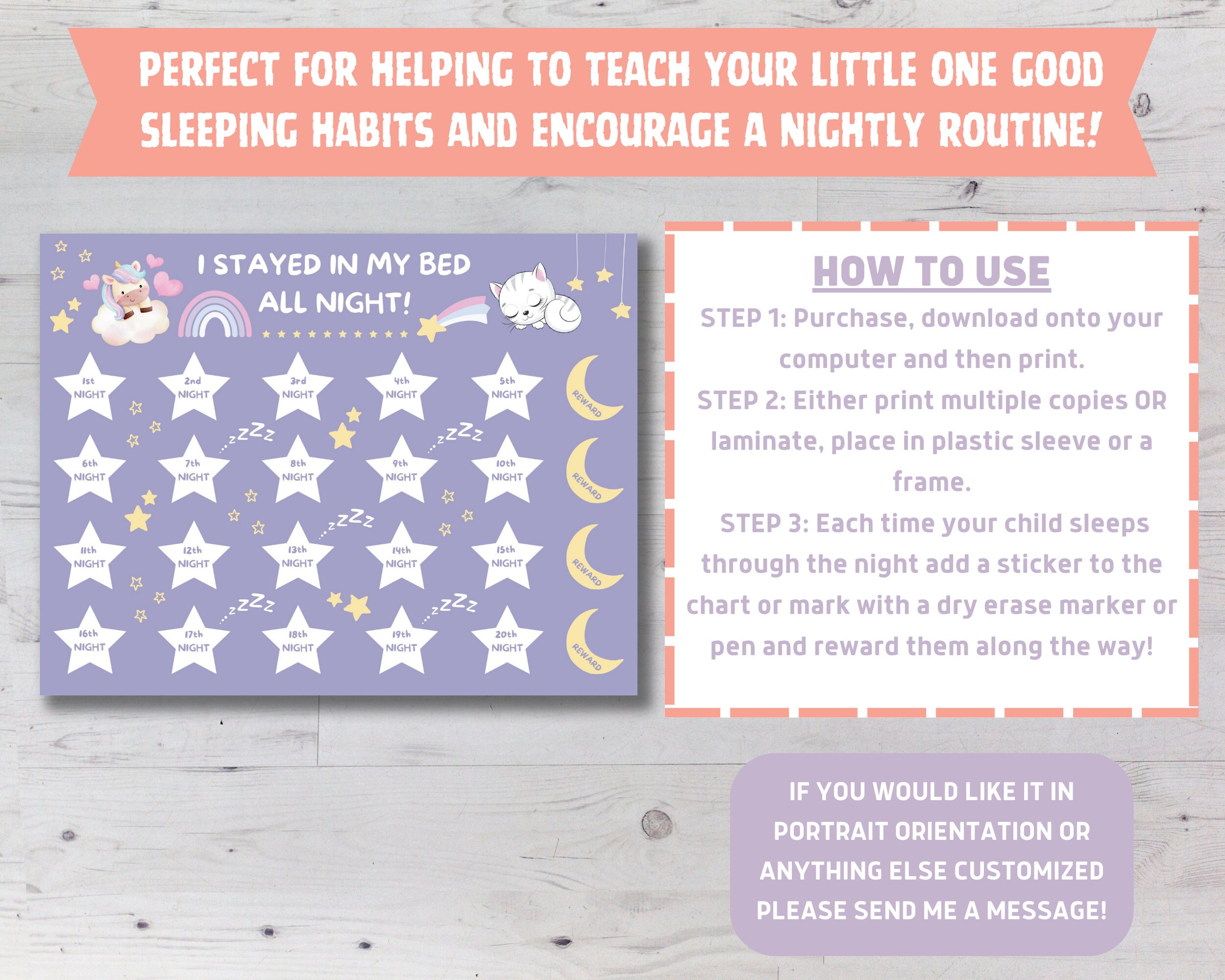 Printable Kids Sleep Reward Chart, Stay in Bed Sticker Chart, Toddler ...