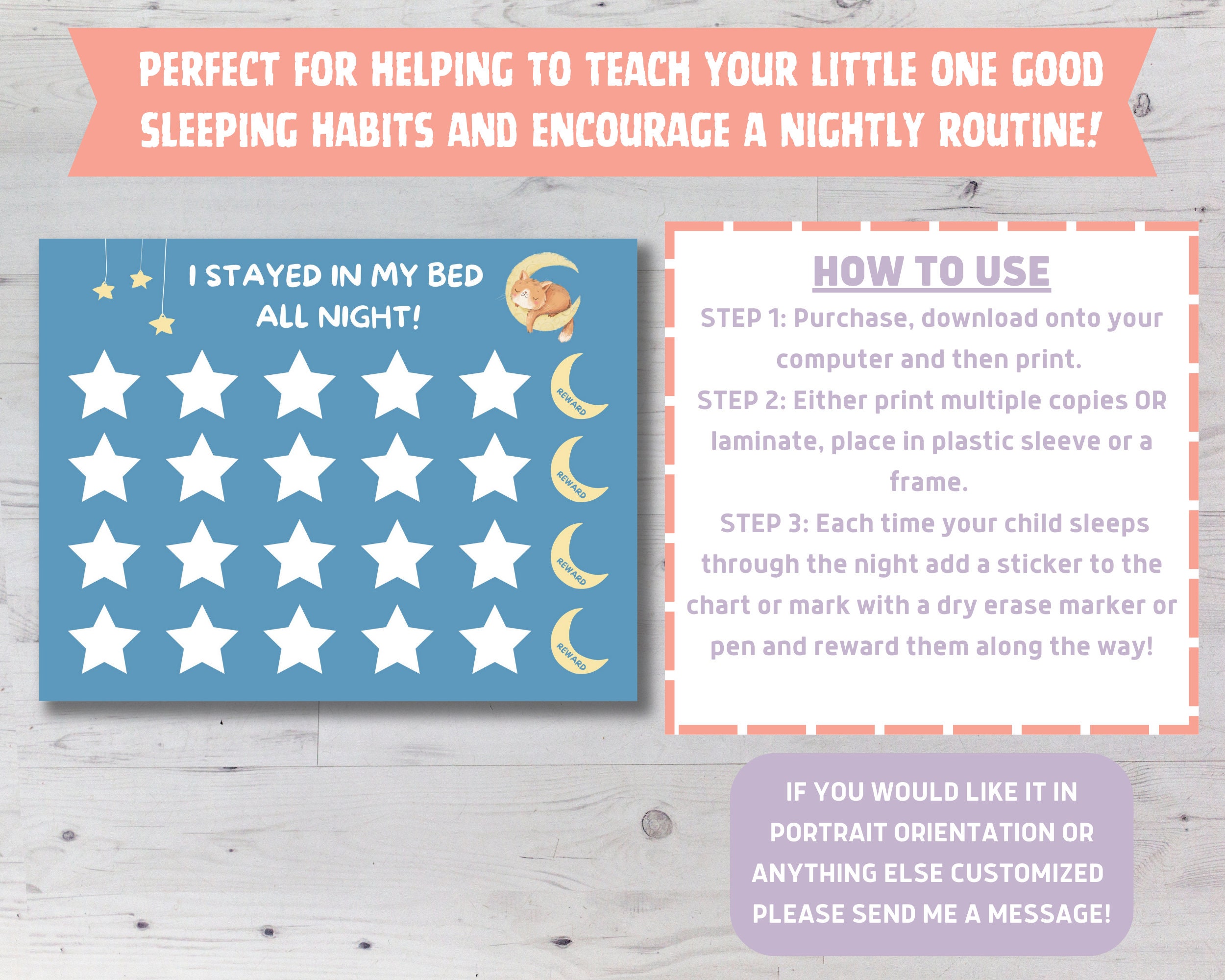 Printable Kids Sleep Reward Chart Stay in Bed Sticker Chart - Etsy ...