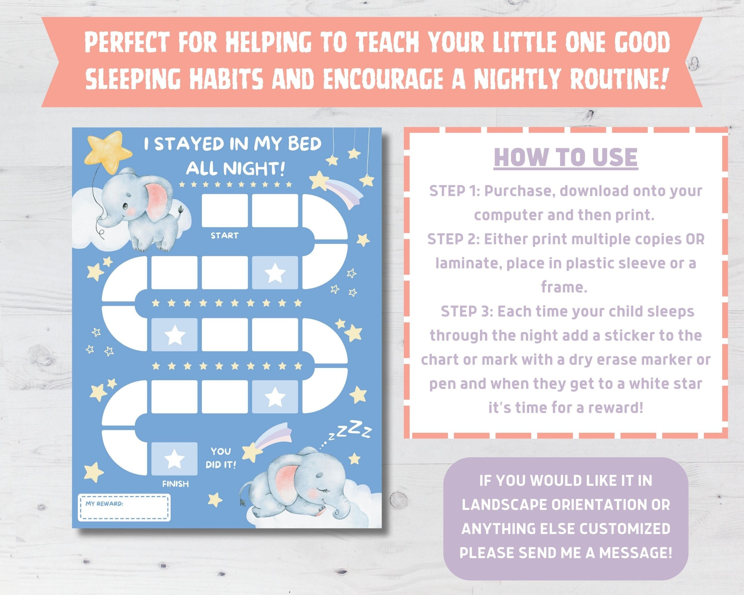 Printable Kids Sleep Reward Chart, Sleeping Chart, Sleep Tracker ...