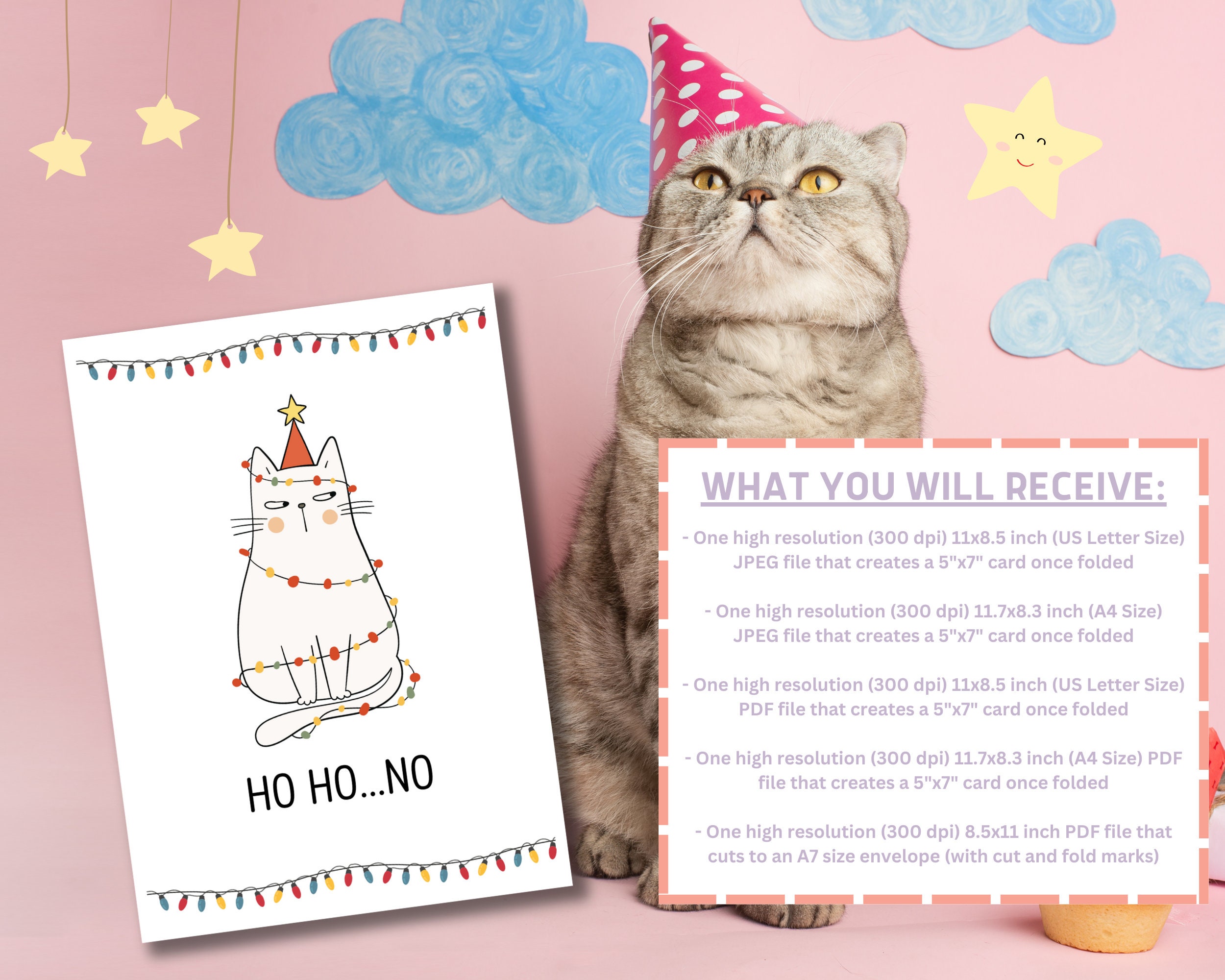 Funny Cat Christmas Card, Printable Christmas Card, Grumpy Cat Card ...