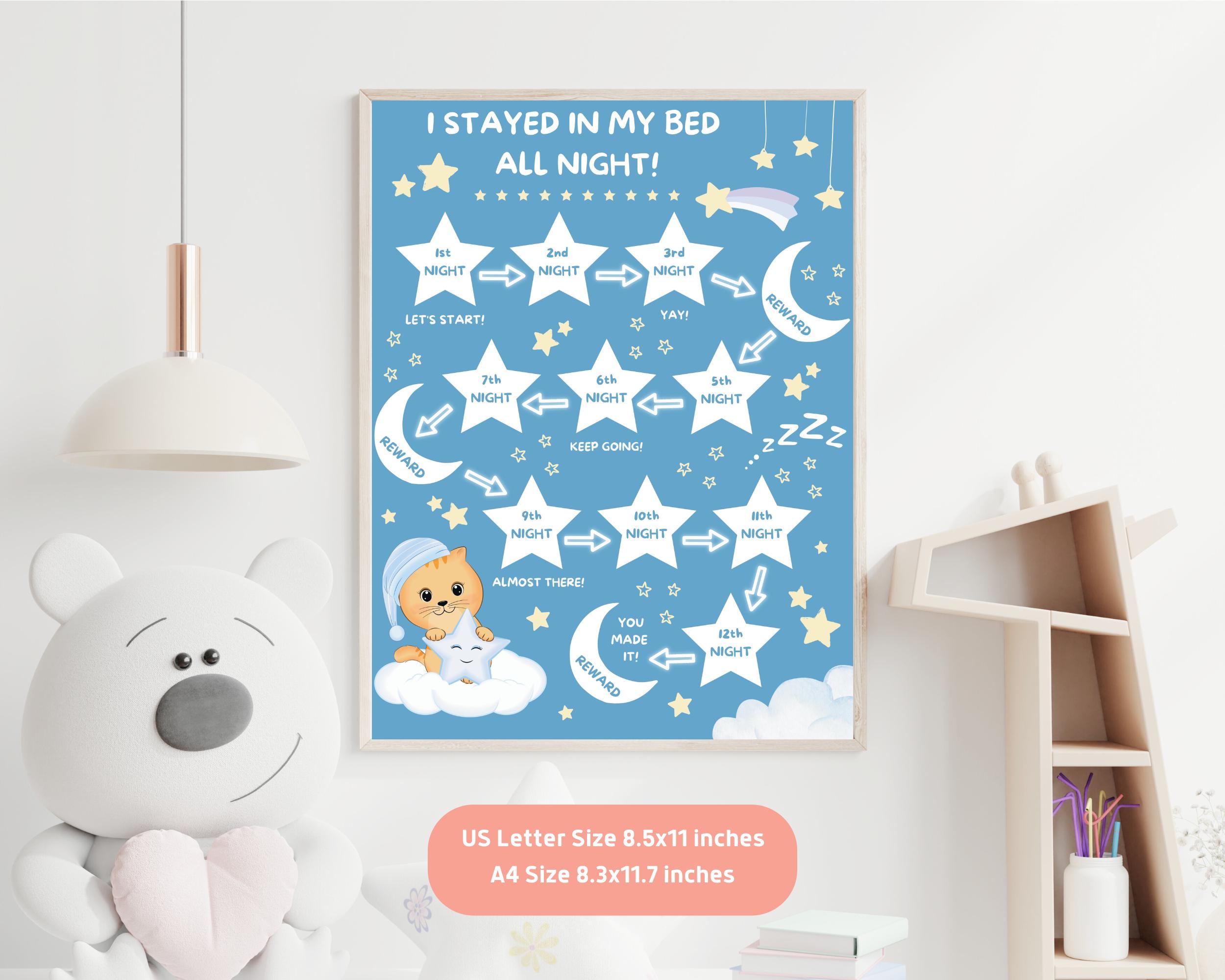 Printable Kids Sleep Reward Chart, Cat Star Moon Sleeping Chart, Sleep ...