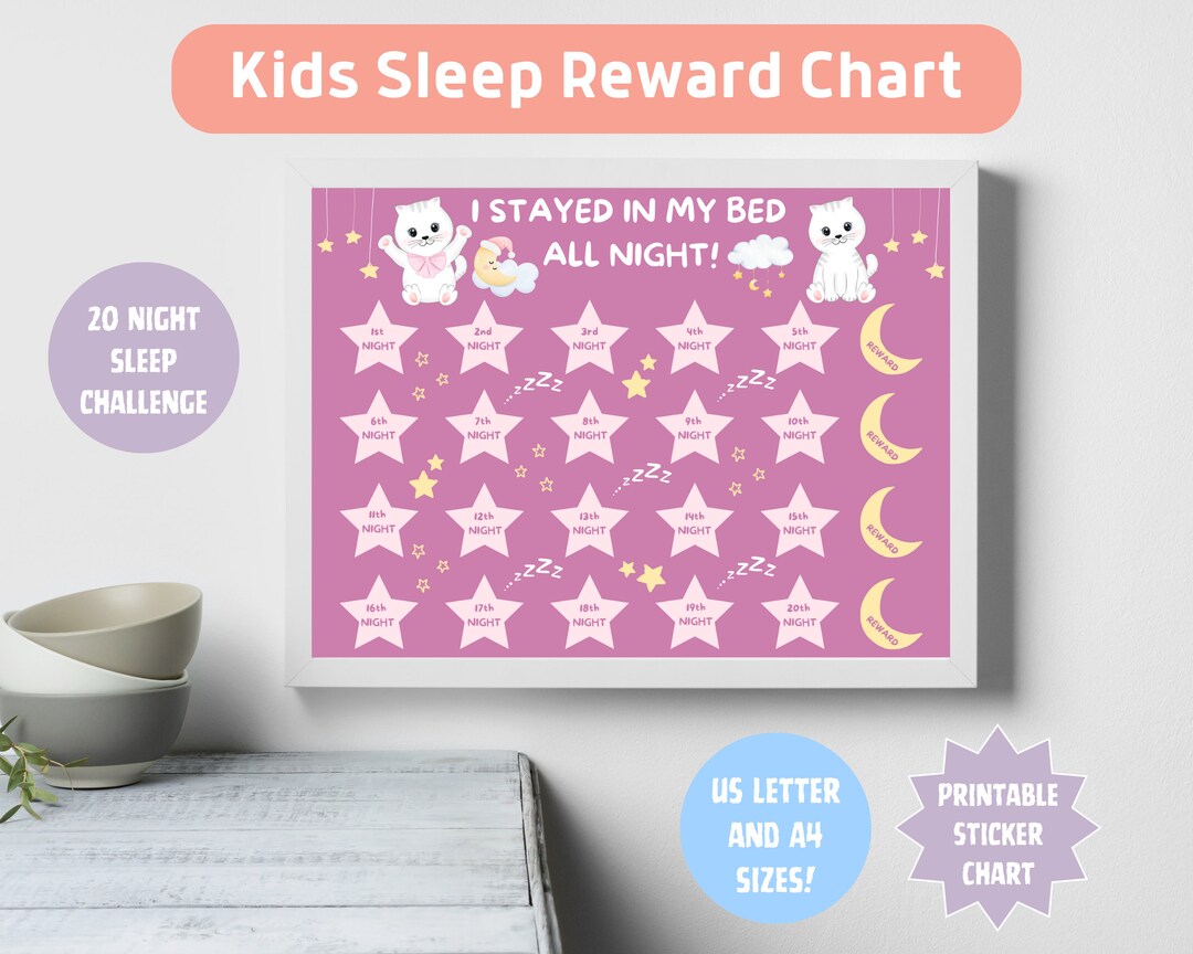Printable Kids Sleep Reward Chart, Stay in Bed Sticker Chart, Toddler ...