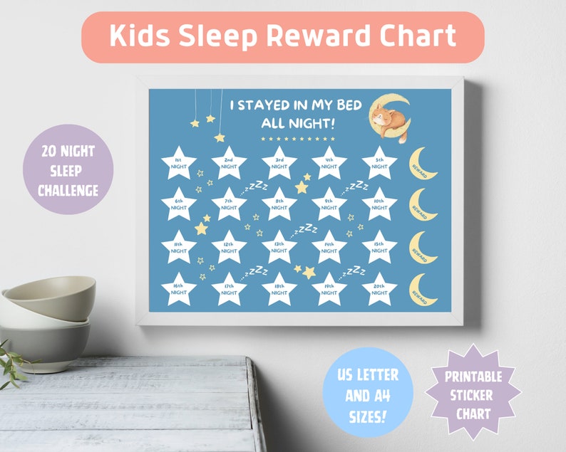 Printable Kids Sleep Reward Chart Stay in Bed Sticker Chart - Etsy