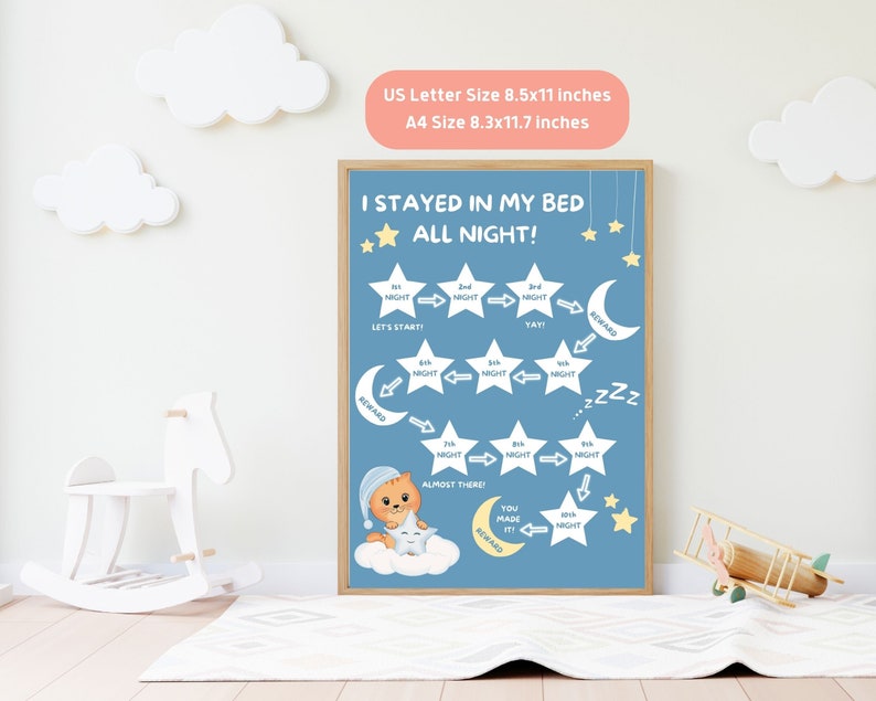 Printable Kids Sleep Reward Chart Cat Star Moon Sleeping - Etsy