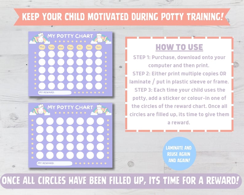 Potty Reward Chart Printable Potty Training Chart Cat - Etsy