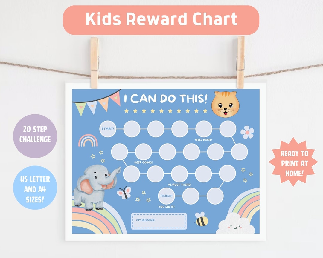 Printable Rainbow Reward Chart, Toddler Sticker Chart, Kids Prize Chart ...