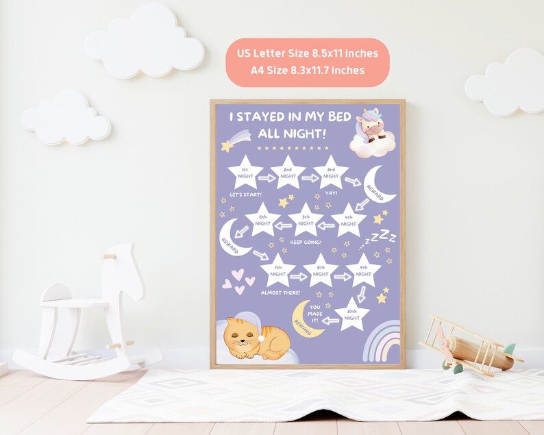 Printable Kids Sleep Reward Chart, Unicorn Sleeping Chart, Stay in Bed ...