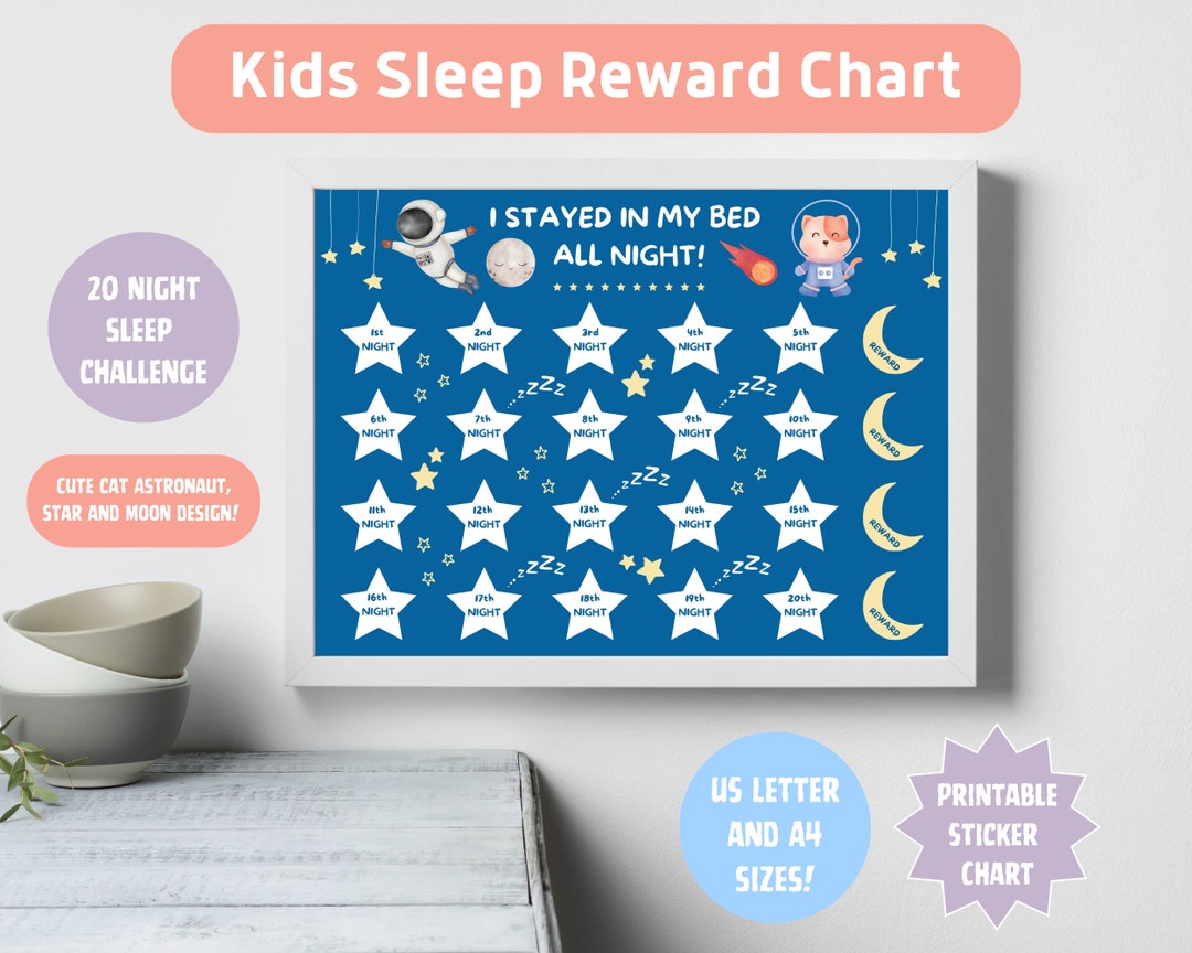 Printable Kids Sleep Reward Chart Stay in Bed Sticker Chart - Etsy