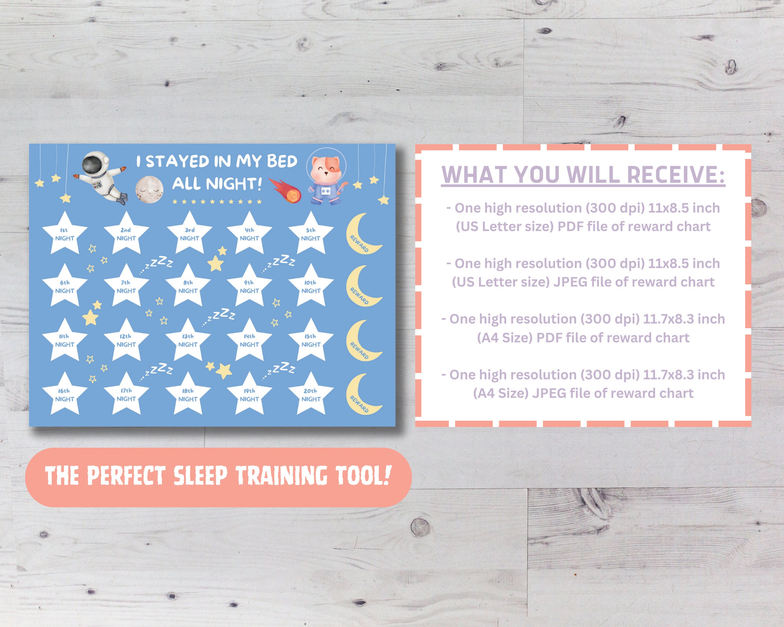 Printable Kids Sleep Reward Chart, Stay in Bed Sticker Chart, Toddler ...
