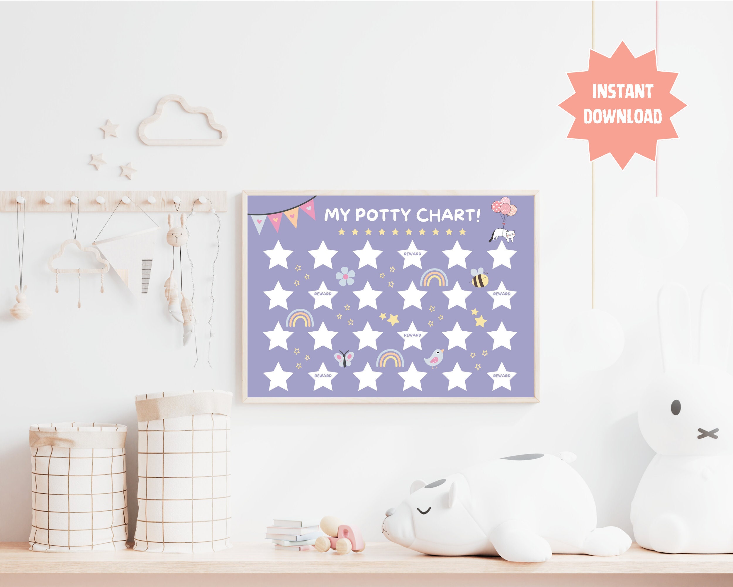 Printable Kids Potty Reward Chart, Toilet Training Chart, Potty ...