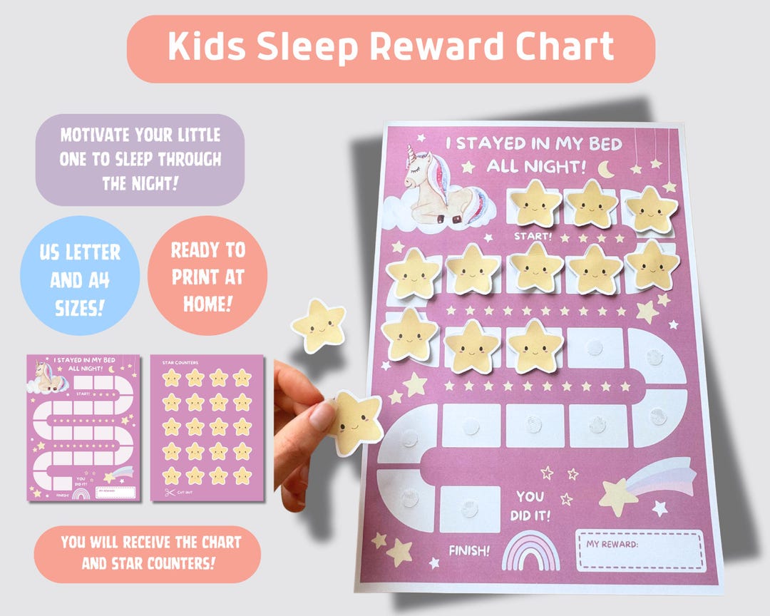 Printable Kids Sleep Reward Chart, Unicorn Sleeping Chart, Sleep ...