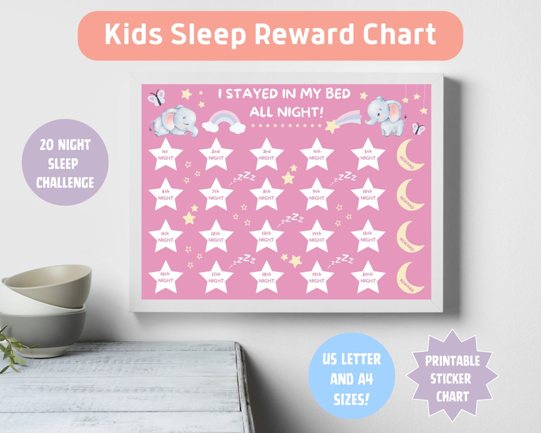 Printable Kids Sleep Reward Chart, Stay in Bed Sticker Chart, Toddler ...