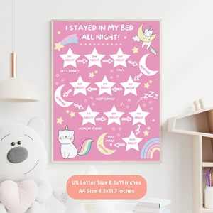 Printable Kids Sleep Chart Unicorn Cat Star Moon Sleeping Chart Sleep ...