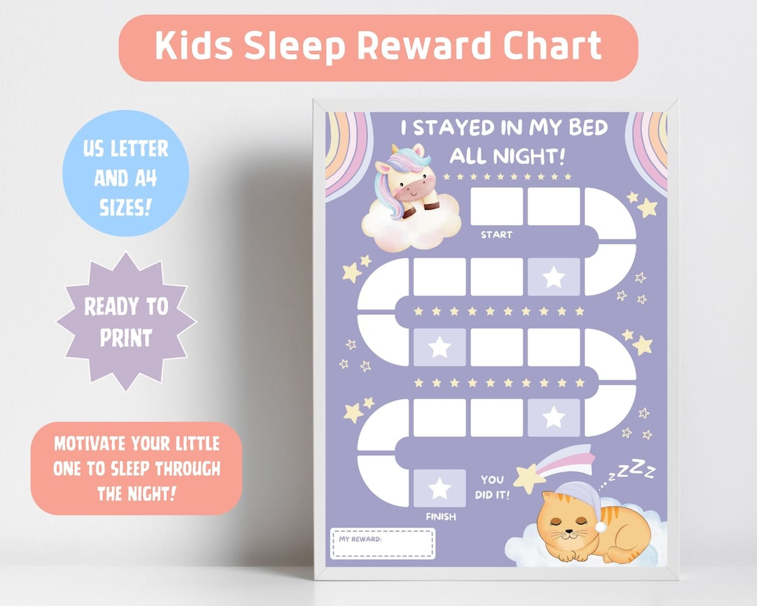 Printable Kids Sleep Reward Chart, Sleeping Chart, Sleep Tracker ...
