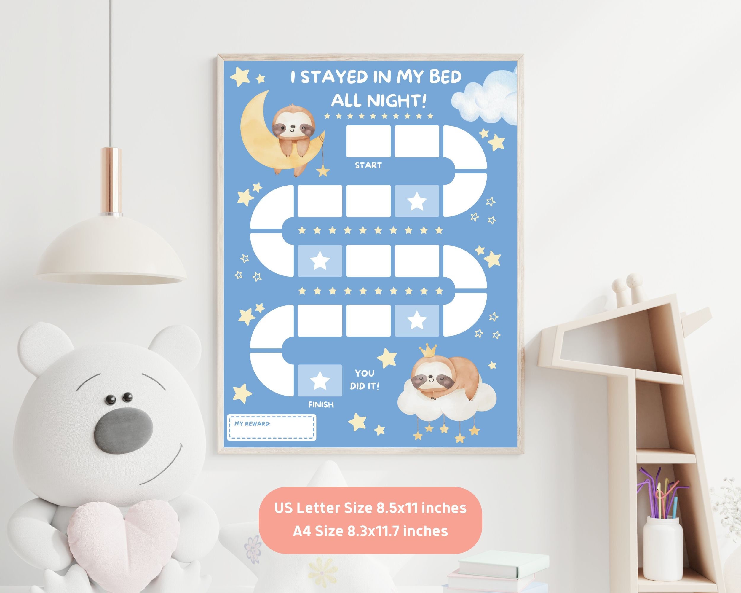 Printable Kids Sleep Reward Chart, Sleeping Chart, Sleep Tracker, Sloth ...