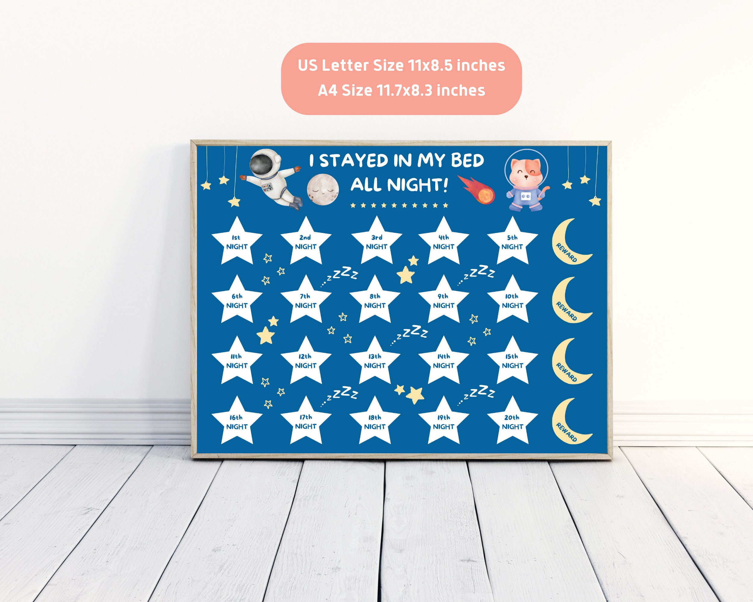 Printable Kids Sleep Reward Chart Stay in Bed Sticker Chart - Etsy ...