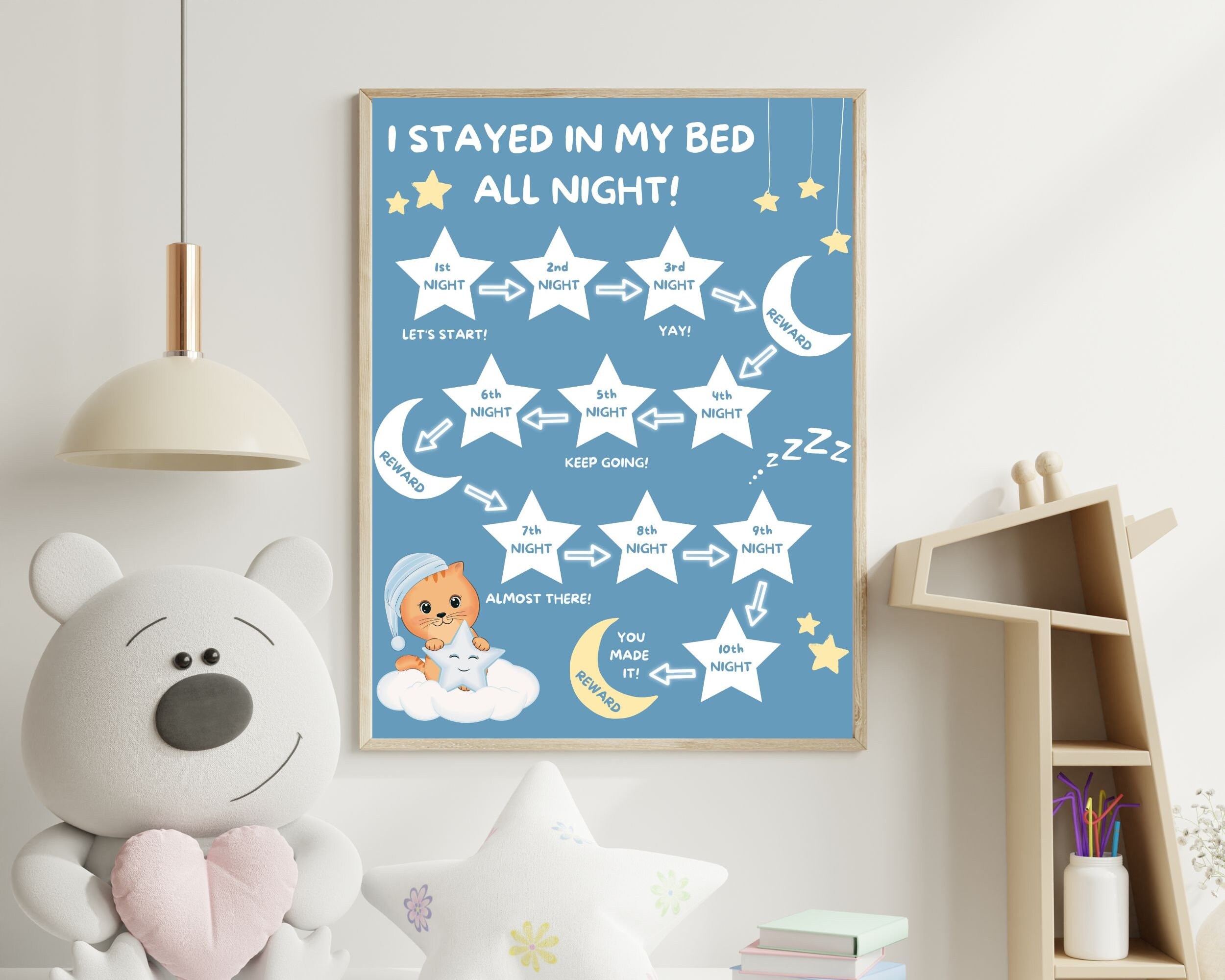Printable Kids Sleep Reward Chart Cat Star Moon Sleeping - Etsy Australia