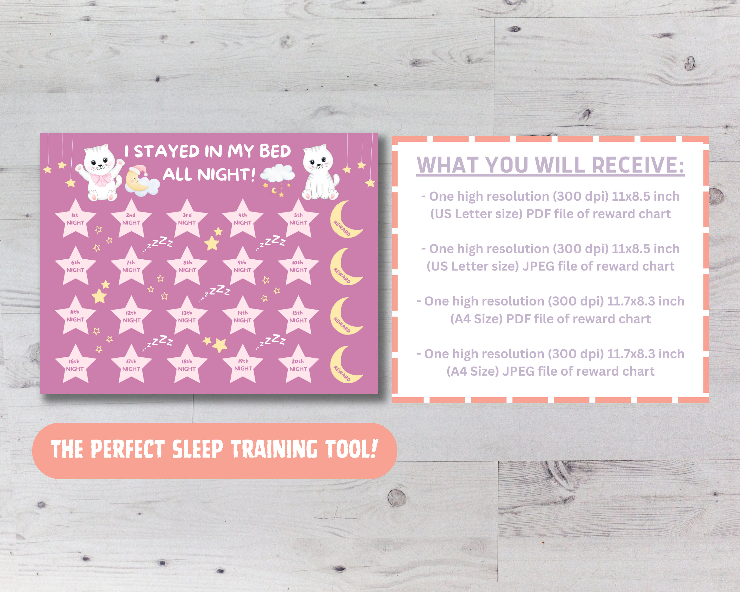Printable Kids Sleep Reward Chart, Stay in Bed Sticker Chart, Toddler ...