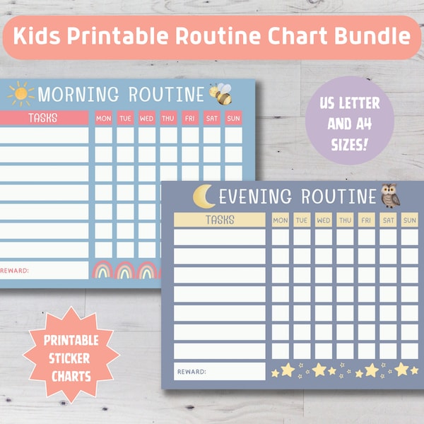 Sticker Chart Morning Routine Printable - Etsy