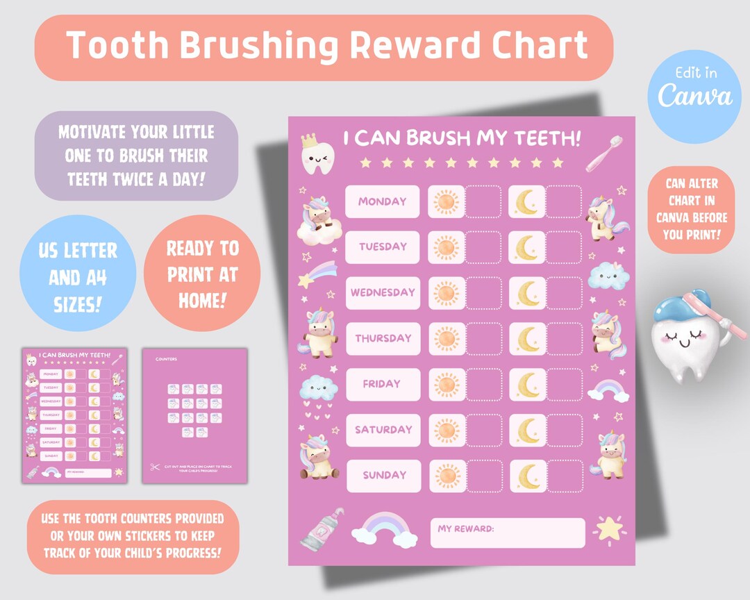 Printable Kids Tooth Brushing Reward Chart, I Brushed My Teeth Chart ...