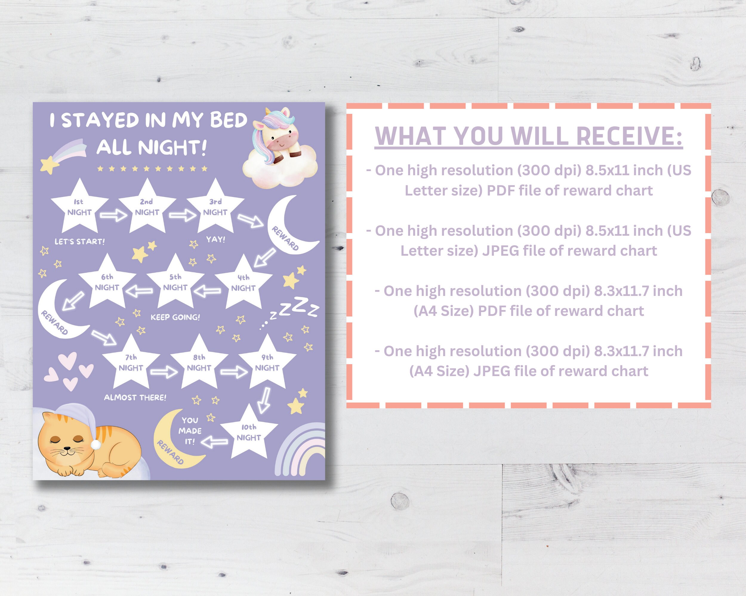 Printable Kids Sleep Reward Chart, Unicorn Sleeping Chart, Stay in Bed ...
