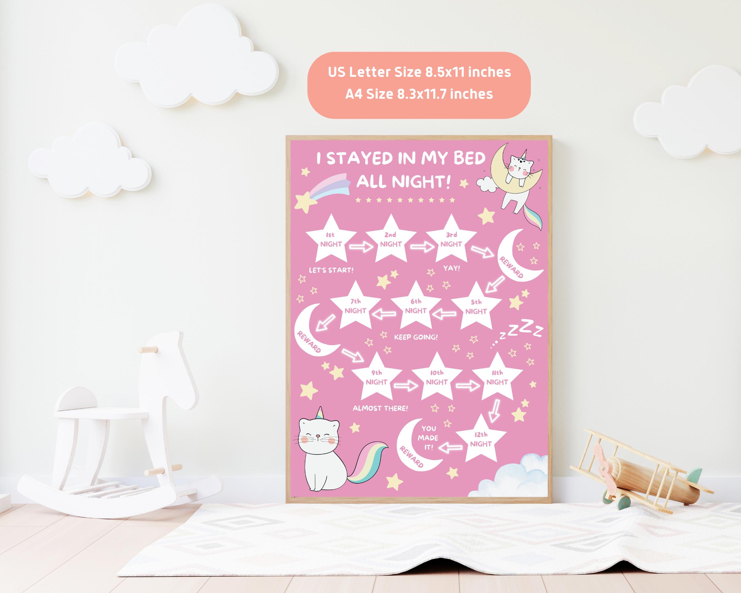 Printable Kids Sleep Reward Chart, Unicorn Cat Star Moon Sleeping Chart ...