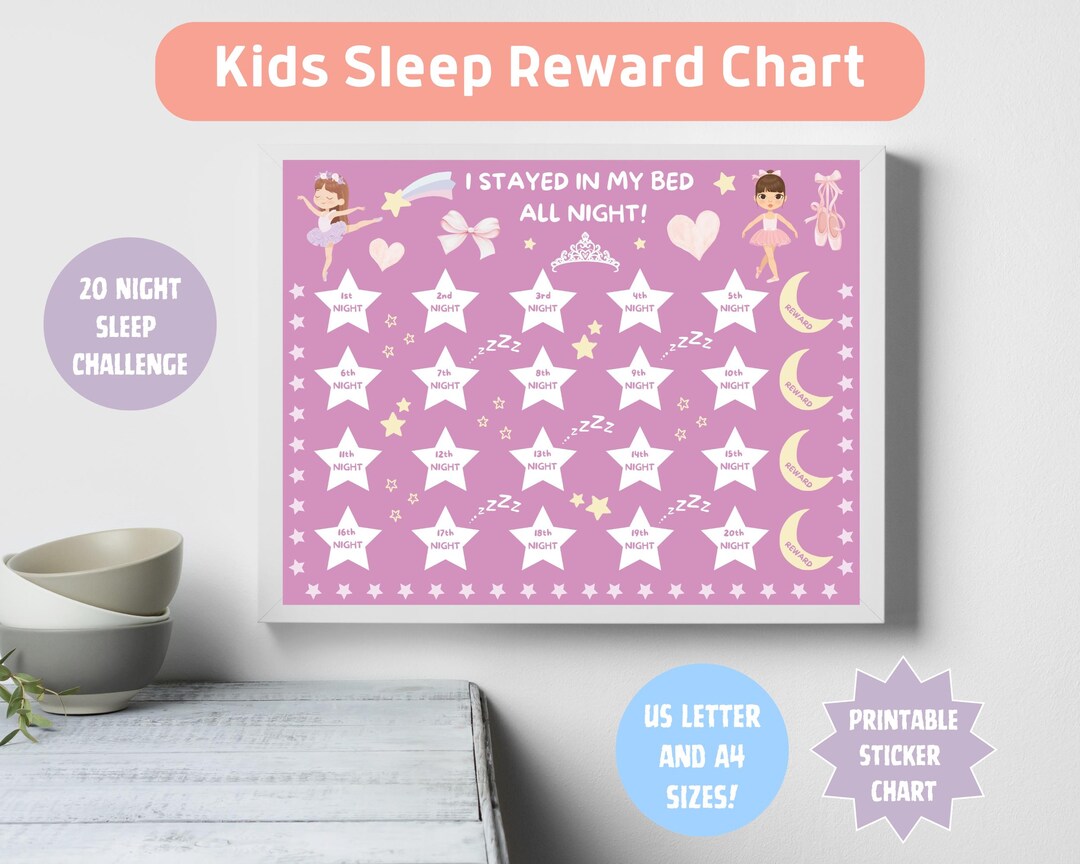 Printable Kids Sleep Reward Chart, Ballerina Sticker Chart, Toddler ...