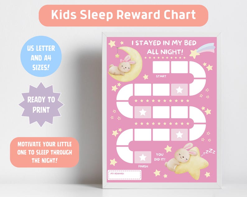 Printable Kids Sleep Reward Chart, Sleeping Chart, Sleep Tracker, Bunny ...