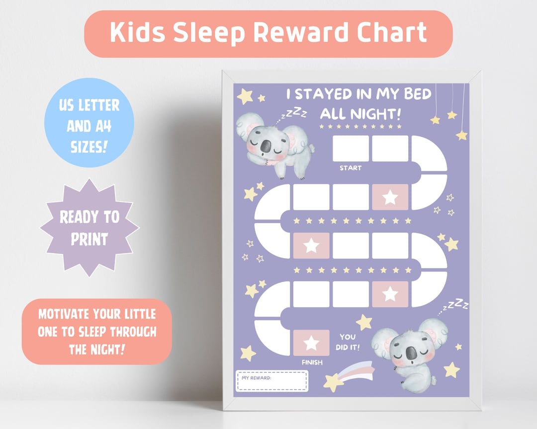 Printable Kids Sleep Reward Chart, Koala Sleep Chart, Sleep Tracker ...