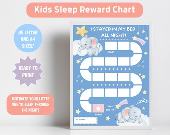 Printable Kids Sleep Reward Chart, Cat Star Moon Sleeping Chart, Sleep ...
