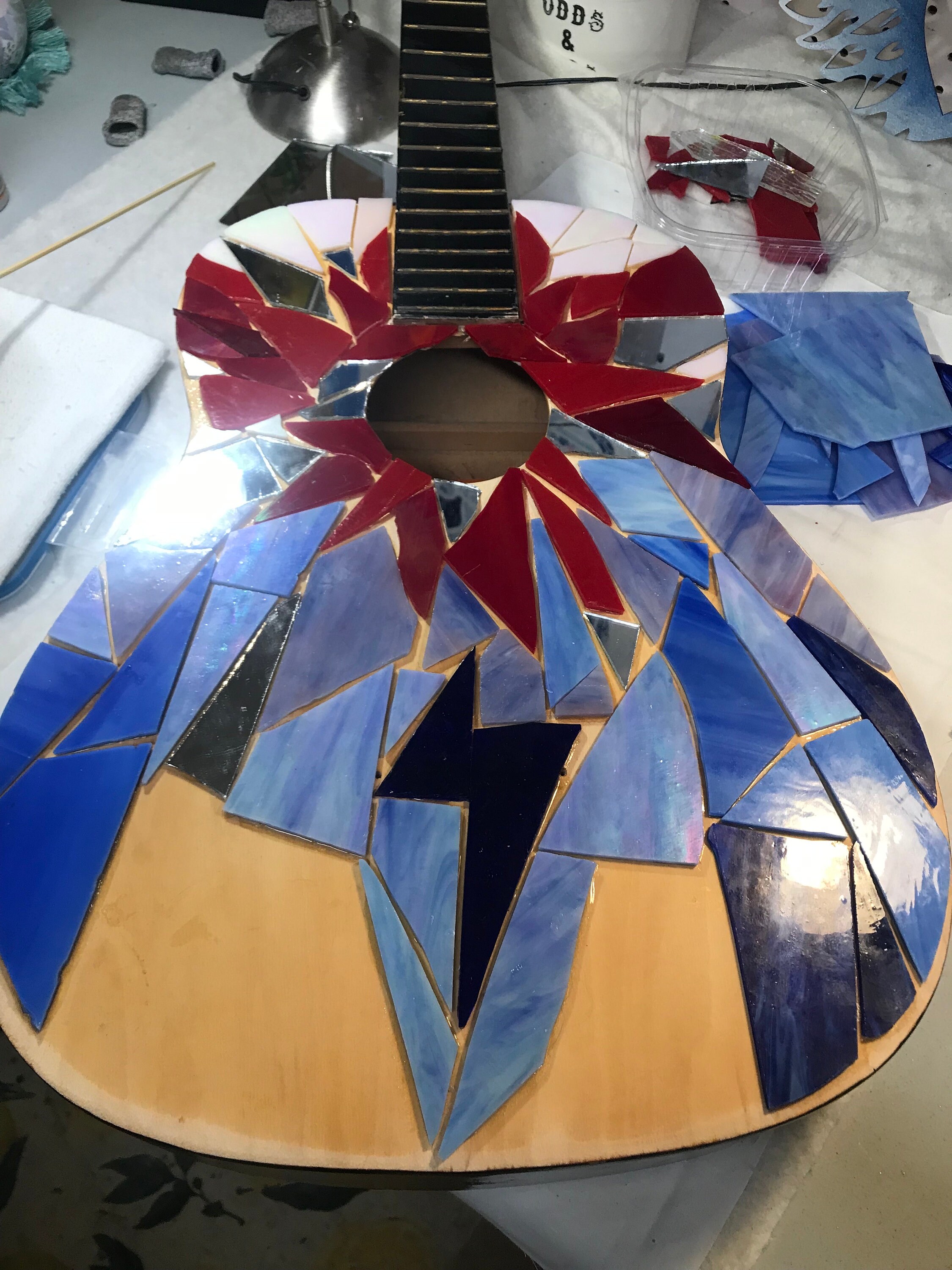 Mosaic Art Guitar, Stained Glass Mosaic - Etsy