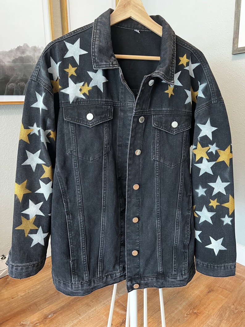 Hand Painted Star Denim Jacket, Womens Jacket - Etsy