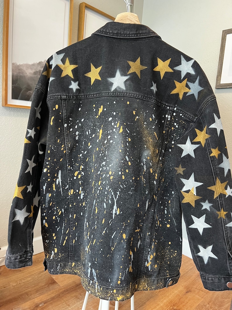 Hand Painted Star Denim Jacket, Womens Jacket - Etsy