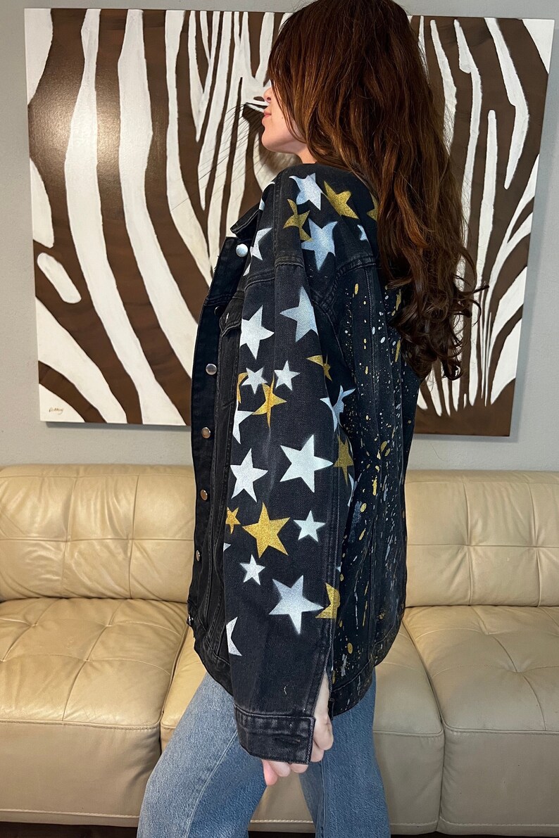 Hand Painted Star Denim Jacket, Womens Jacket - Etsy