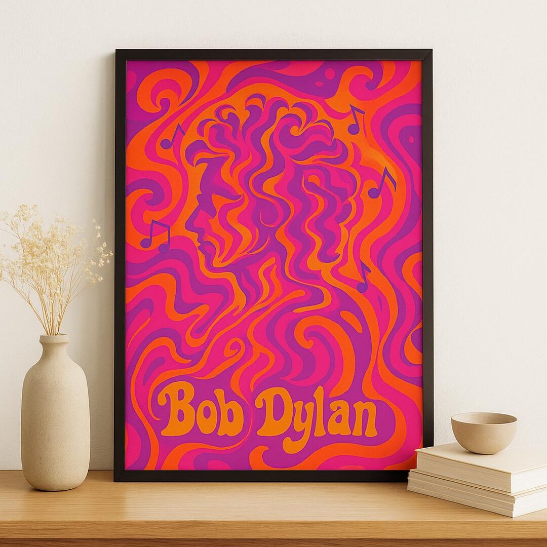 Bob Dylan Psychedelic Wall Art – Digital Music Poster | Retro Printable ...