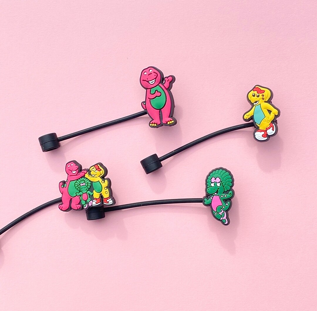 Straw Barney Straw Topper Charms | Cute Stanley Dinosaur Straw Charms ...