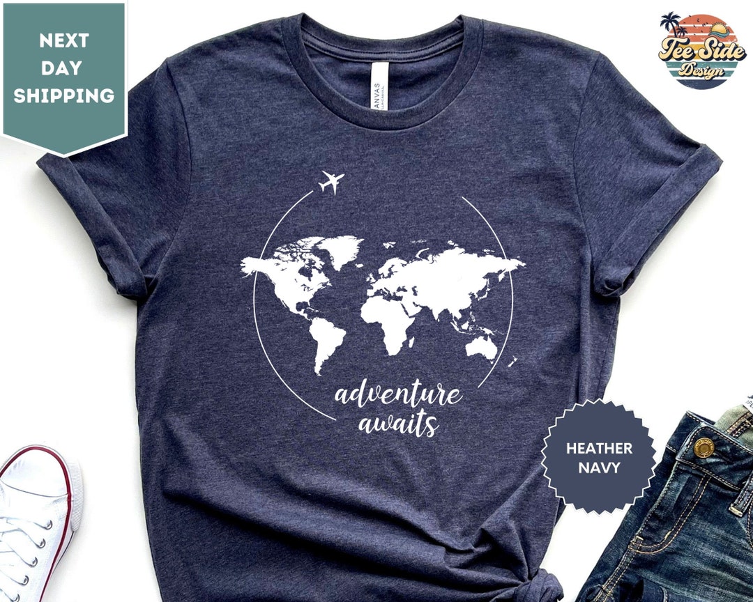 Traveler T-shirt, World Map Shirt, Adventure Awaits, Airplane Mode Tee ...