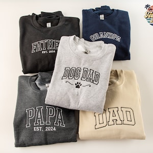 Embroidered Papa Est Sweatshirt, Custom Father Embroidered Gifts, Gift ...