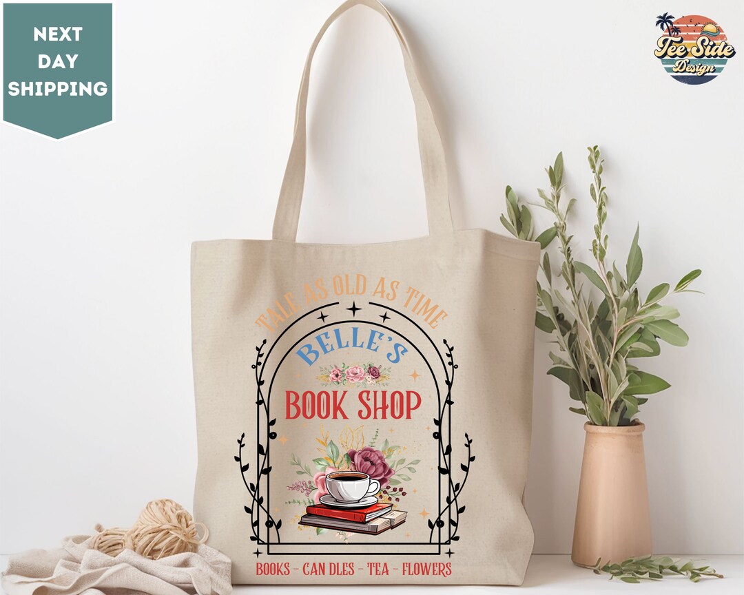 Retro Tale as Old as Time Belle's Book Shop Tote Bag, Retro Belle Tote ...