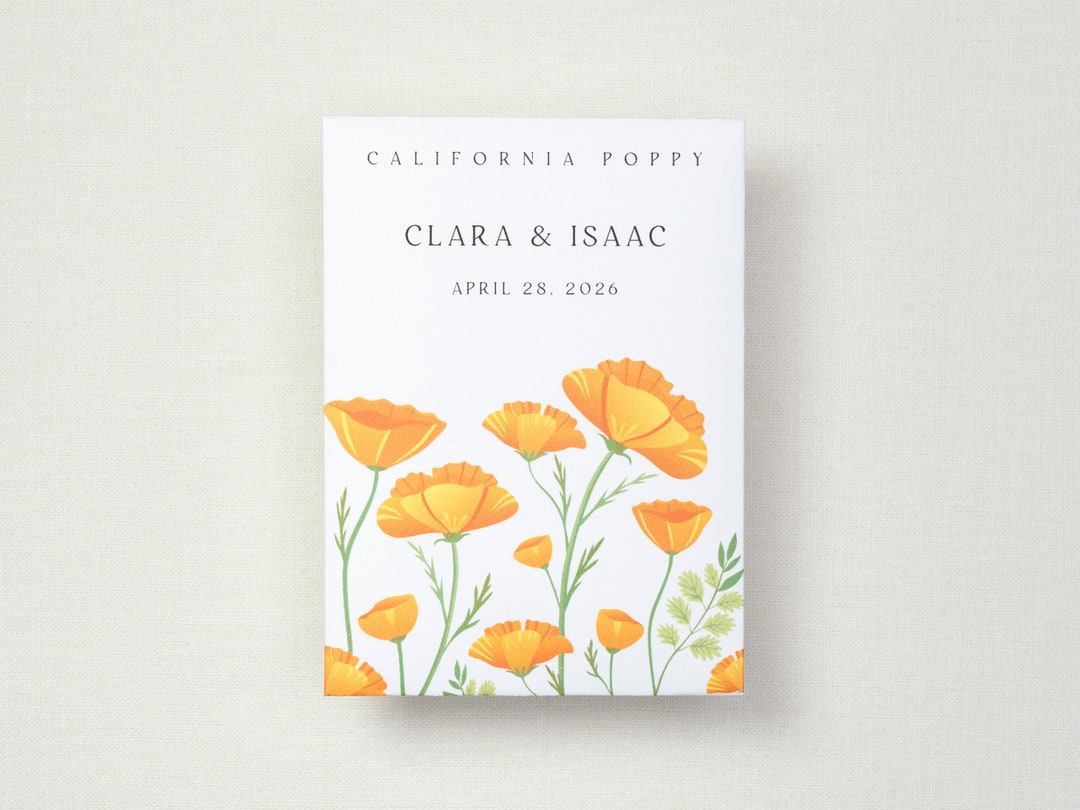 California Poppy Seed Packet Favor Personalized Seed Packet Favor ...