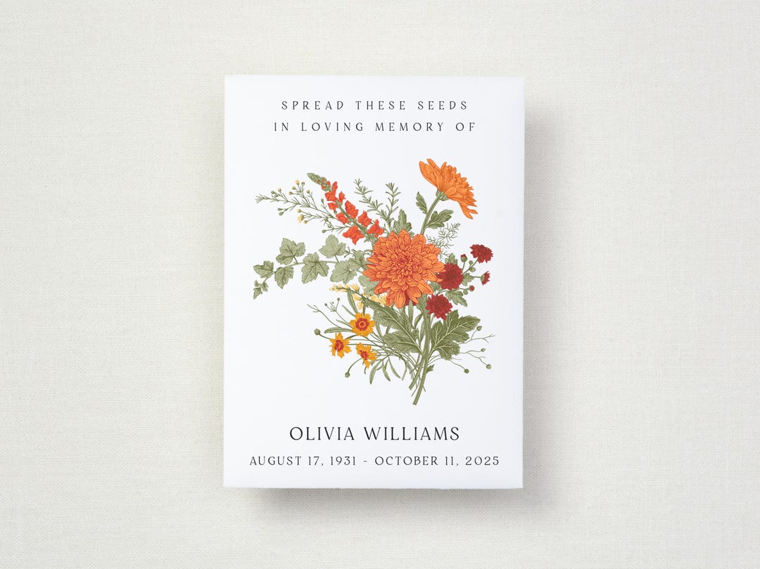 Personalized Marigold Seed Packet Favor: Handmade Keepsake With Seeds ...