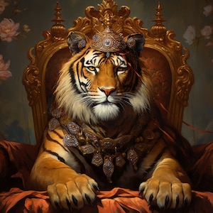 Tiger King Wall Art High Quality Digital Download: Crowned Tiger on ...